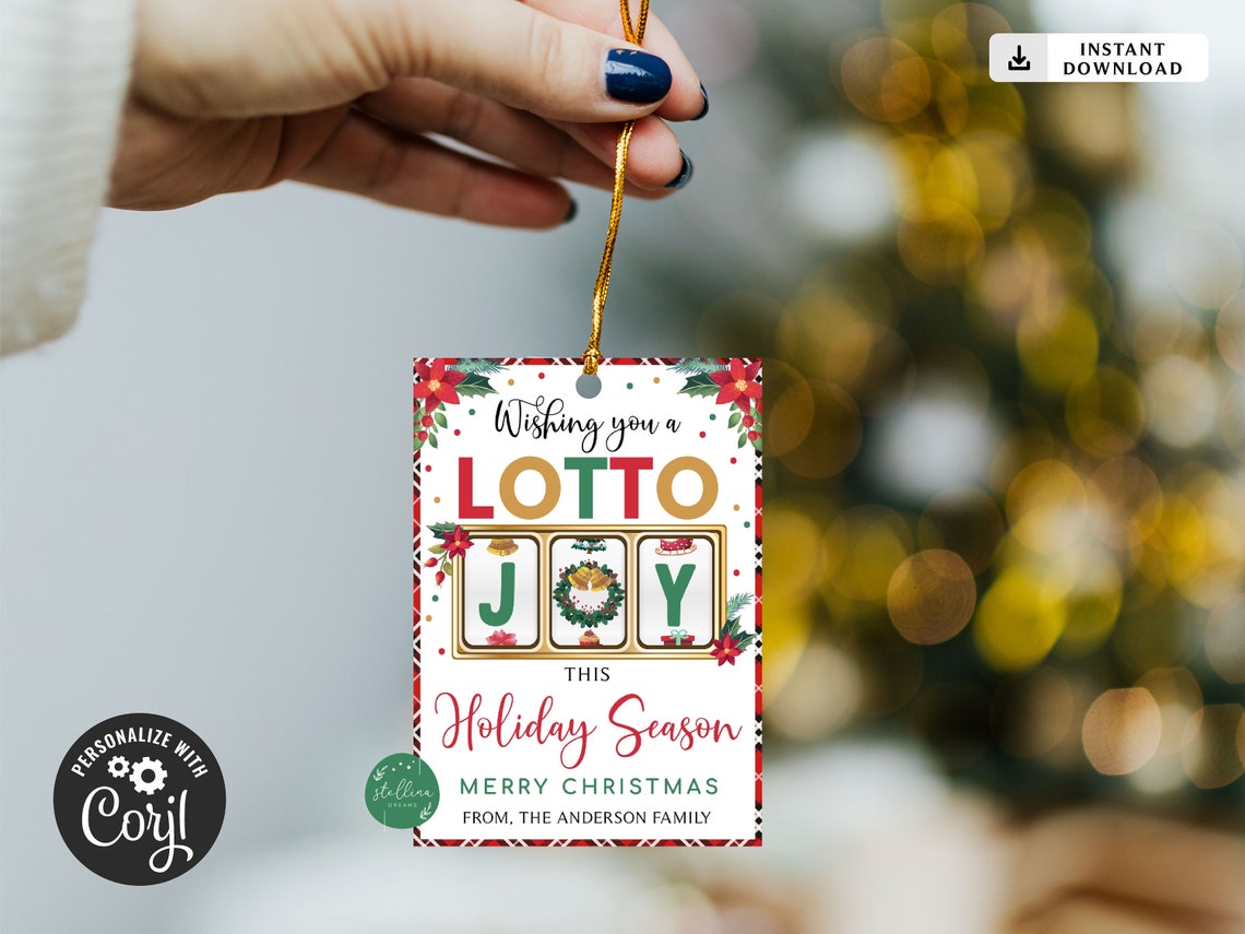 Editable Christmas Lottery Gift Tag Printable, Wishing You a Lotto Joy ...
