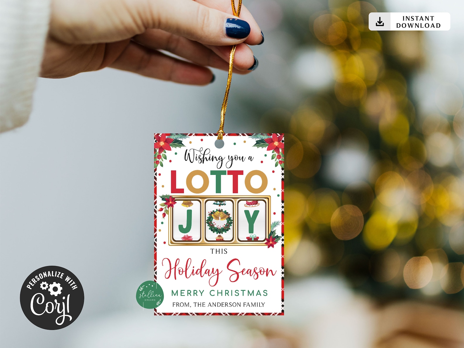 Editable Christmas Lottery Gift Tag Printable, Wishing You a Lotto Joy ...