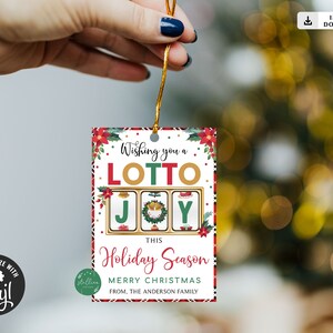 Editable Christmas Lottery Gift Tag Printable, Wishing You a Lotto Joy ...