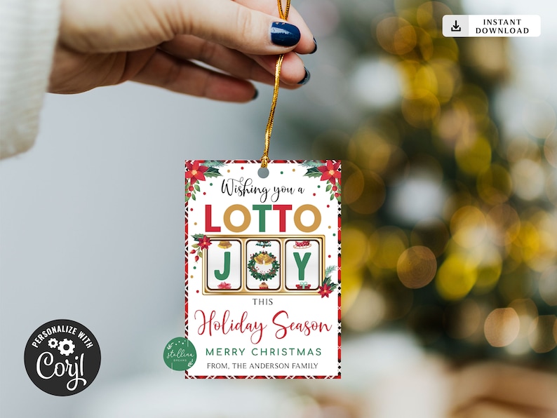 Editable Christmas Lottery Gift Tag Printable, Wishing You a Lotto Joy ...
