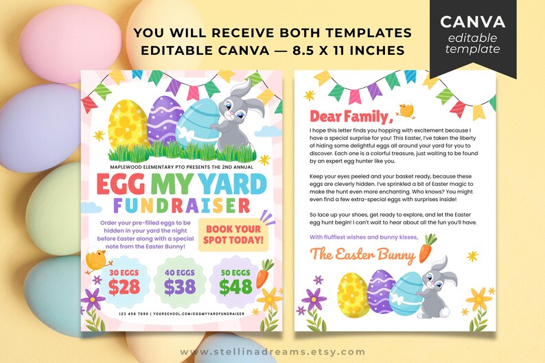 Editable Egg My Yard Bundle | Canva Template | Easter Fundraiser Flyer ...