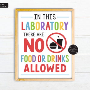 Laboratory Poster, Science Classroom Decor, No Food or Drinks Allowed ...