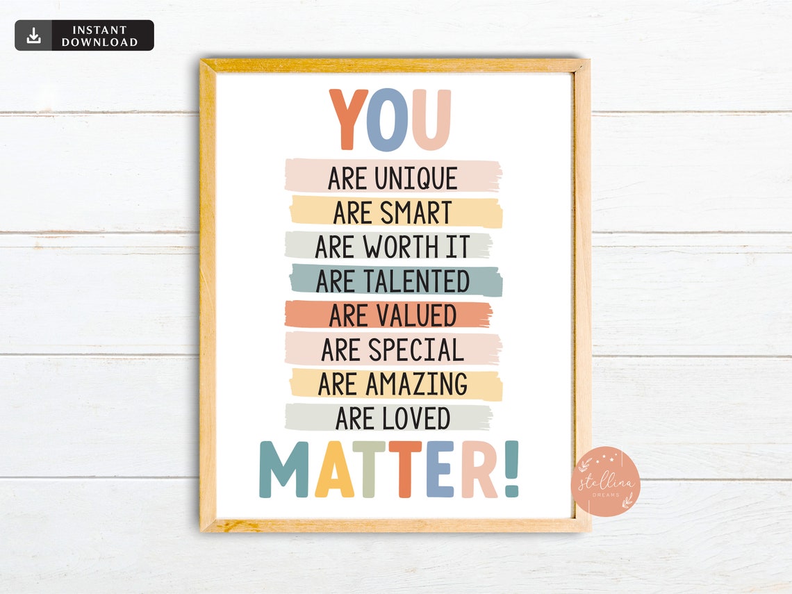 You Matter Classroom Poster Therapist Office School Office - Etsy