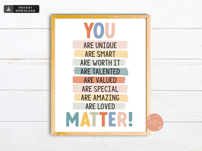 You Matter Classroom Poster Therapist Office School Office - Etsy