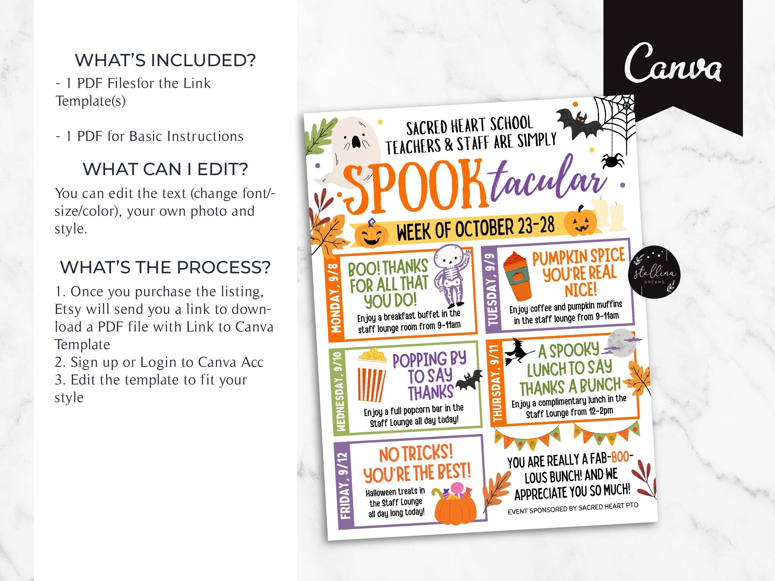 Editable Halloween Teacher Appreciation Flyer: Spooktacular Staff ...