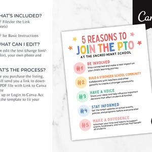 Editable PTO PTA Recruitment Flyer: Canva Template (digital Download ...