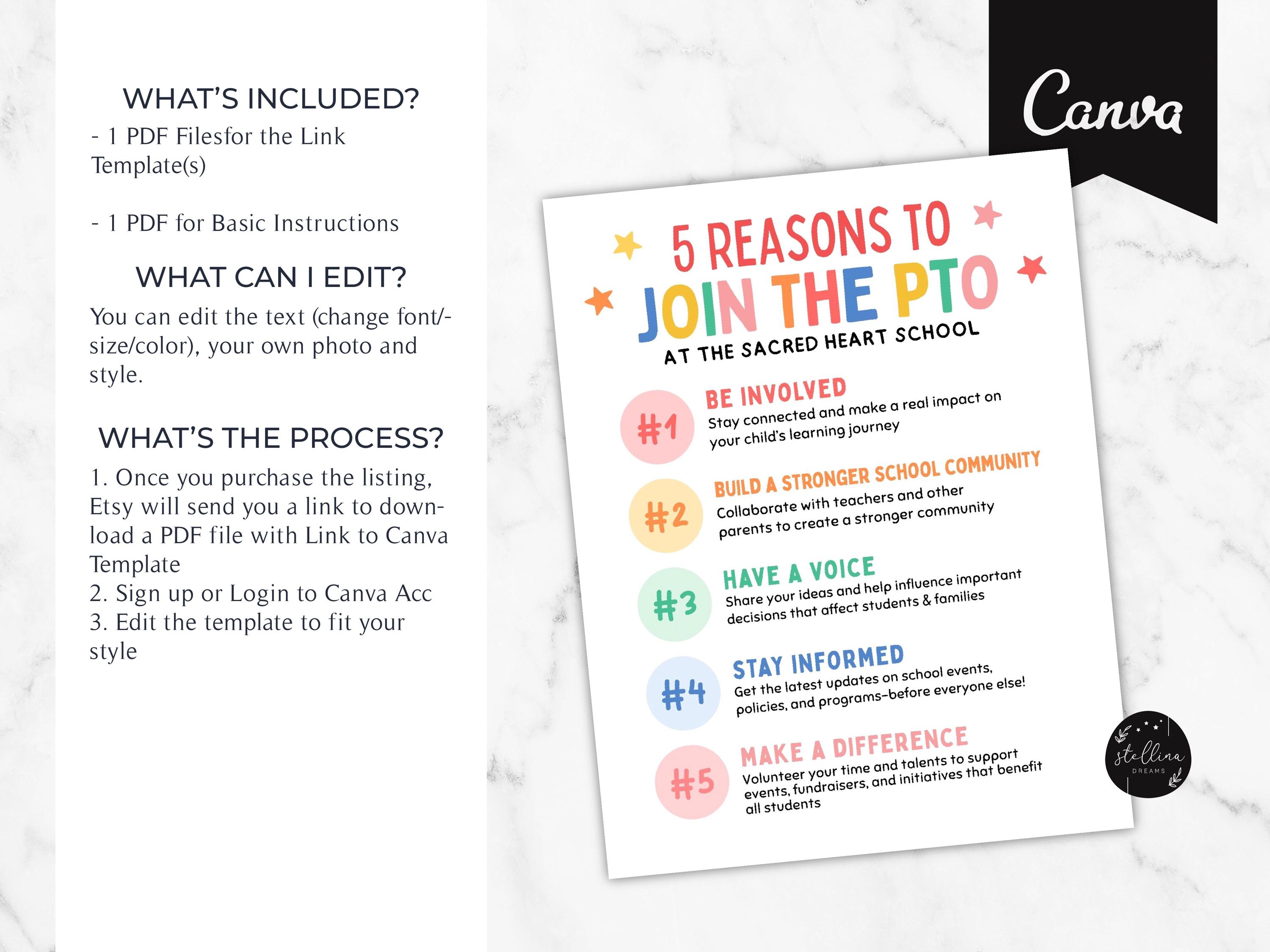 Editable PTO PTA Recruitment Flyer: Canva Template (digital Download ...
