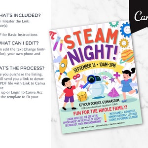 Editable Family STEAM Night Flyer: School Event Canva Template (digital ...