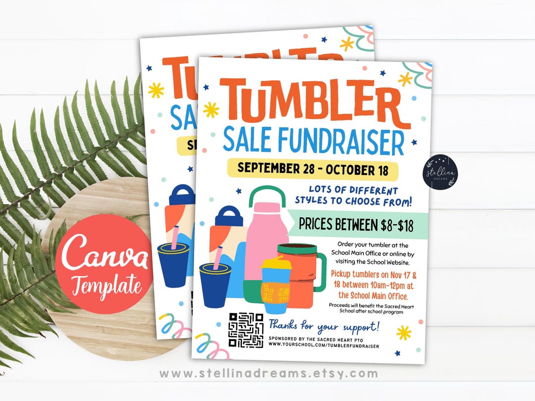 Editable Tumbler Fundraiser Flyer: Coffee Cup Sales Invitation (CANVA ...