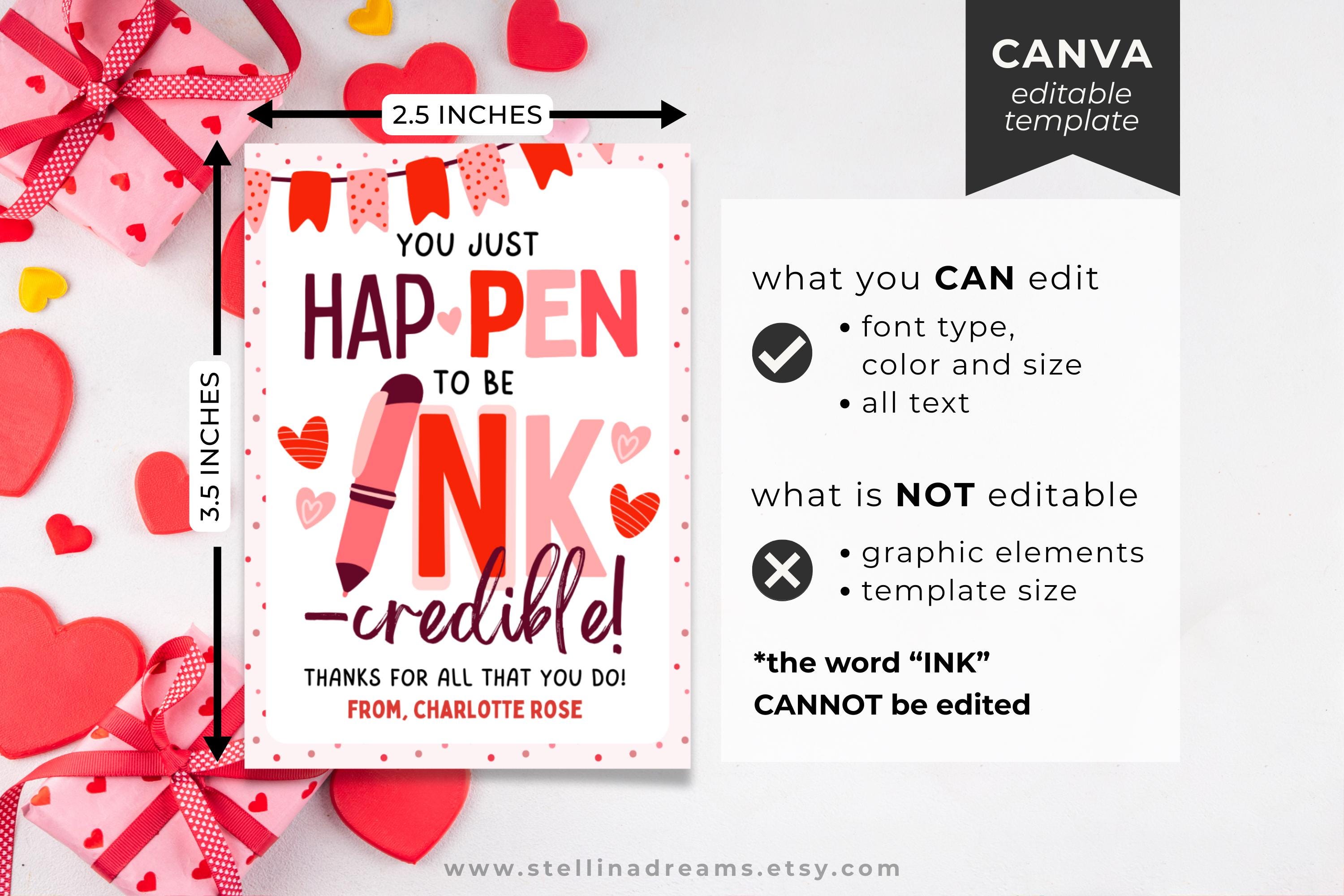 Valentine’s Day Pen Gift Tags | You Just Hap-pen to Be Ink-credible ...