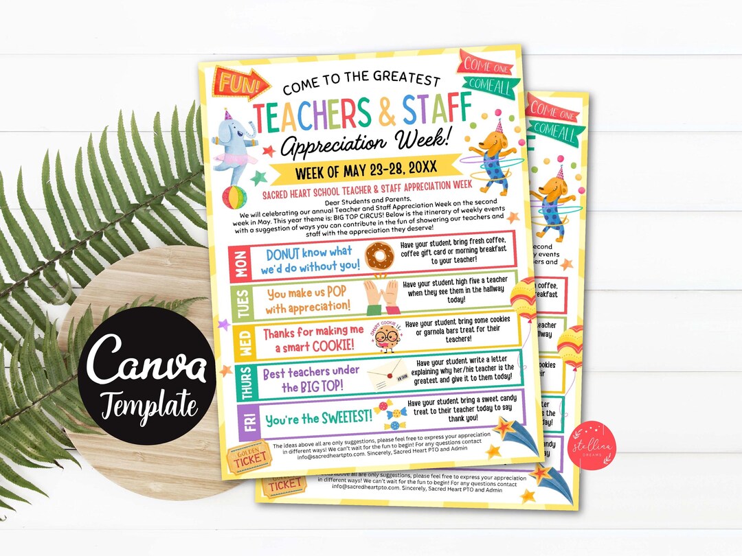 Editable Circus Theme Teacher Appreciation Big Top Invitation Printable ...