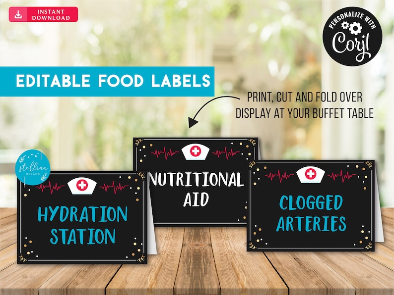Editable Nurse Food Tent Labels, Graduation Chalkboard Printable ...