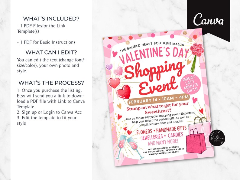 Valentine's Day Shopping Event Flyer: Boutique Sales, Canva Template ...