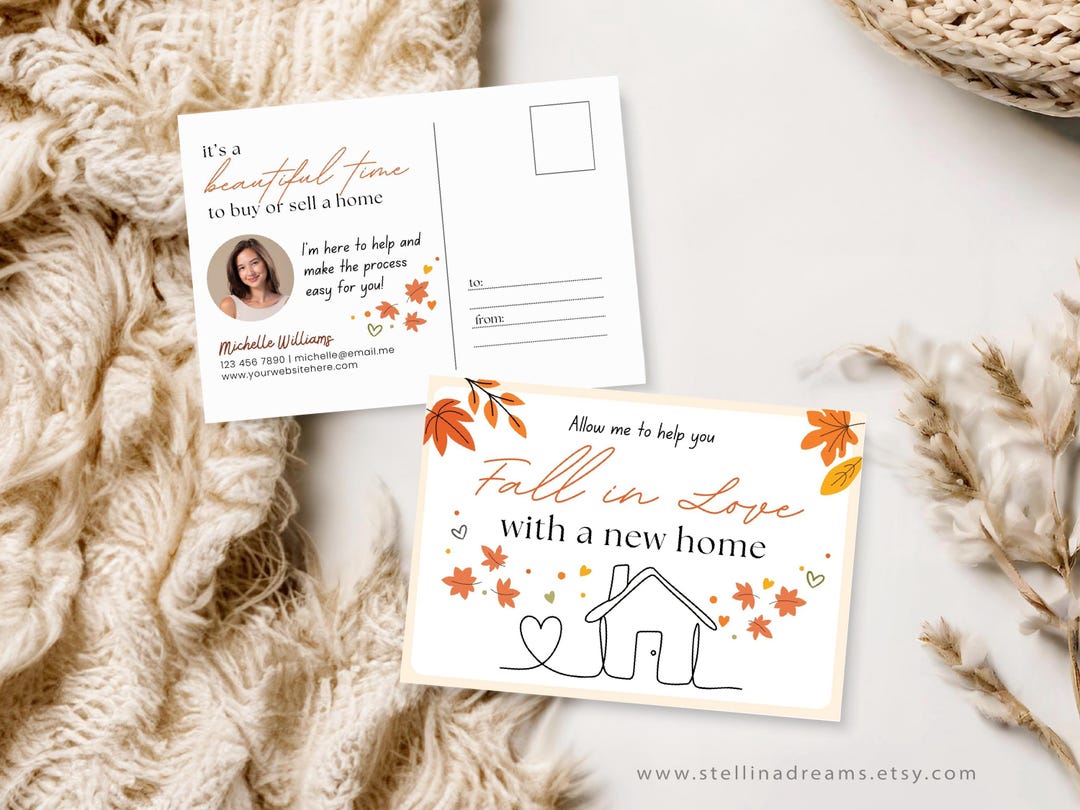 Editable Fall Realtor Postcard Template: Autumn Real Estate Marketing ...