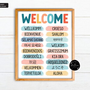 Welcome Sign, Multi-language Welcome, Printable Office Wall Art ...