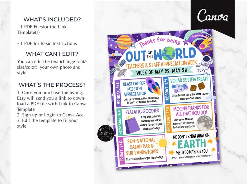 Editable Bundle Space Theme Teacher Appreciation Week Flyer and Posters ...