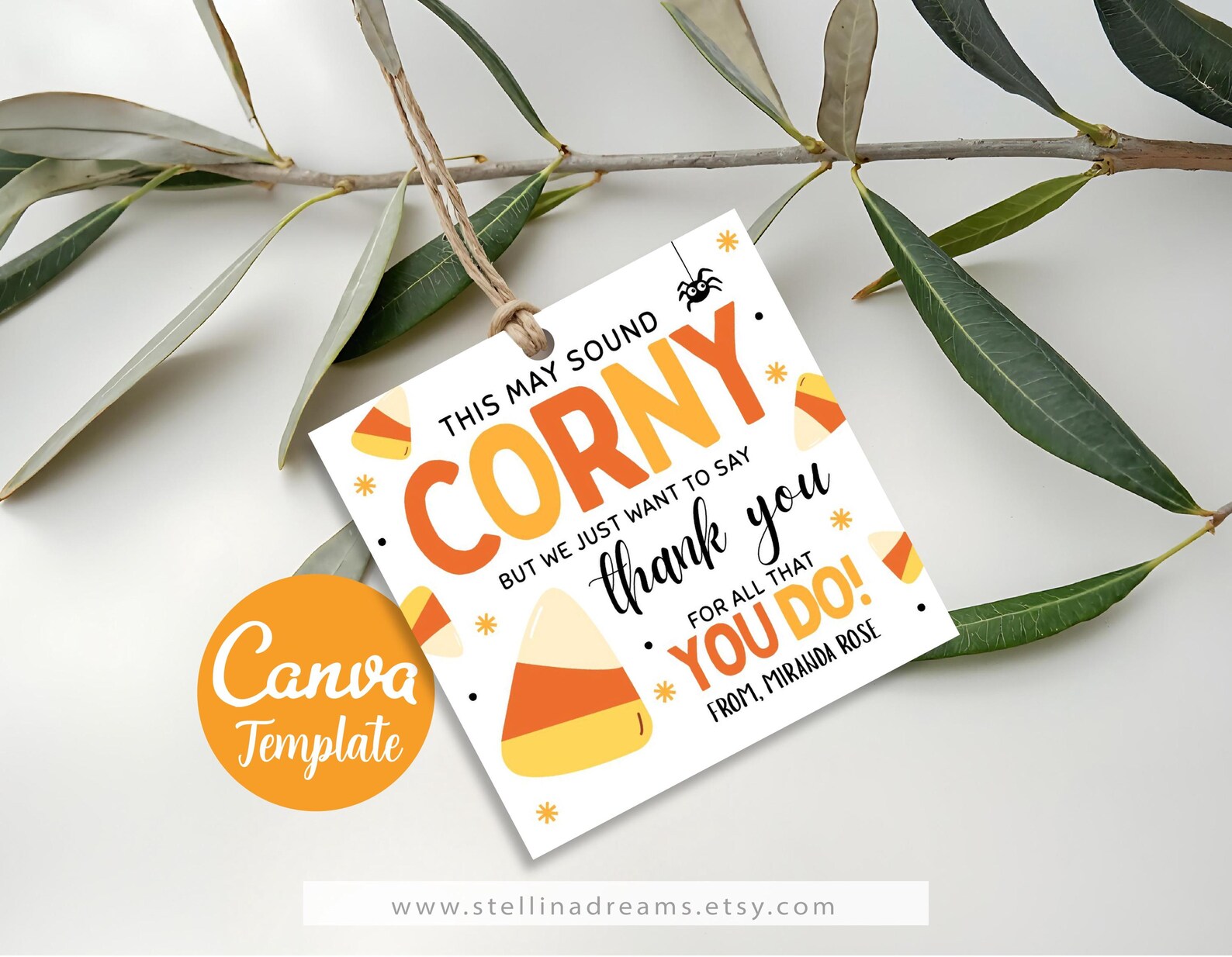 Editable Halloween Candy Corn Gift Tag, Volunteer Teacher Staff ...