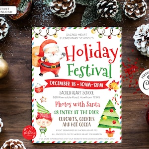 EDITABLE Christmas Holiday Festival Christmas Flyer Poster Community ...