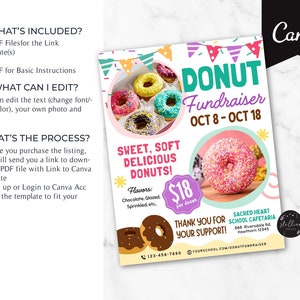 Editable Donut Fundraiser Flyer, PTA PTO Fundraising, Church Scouts ...