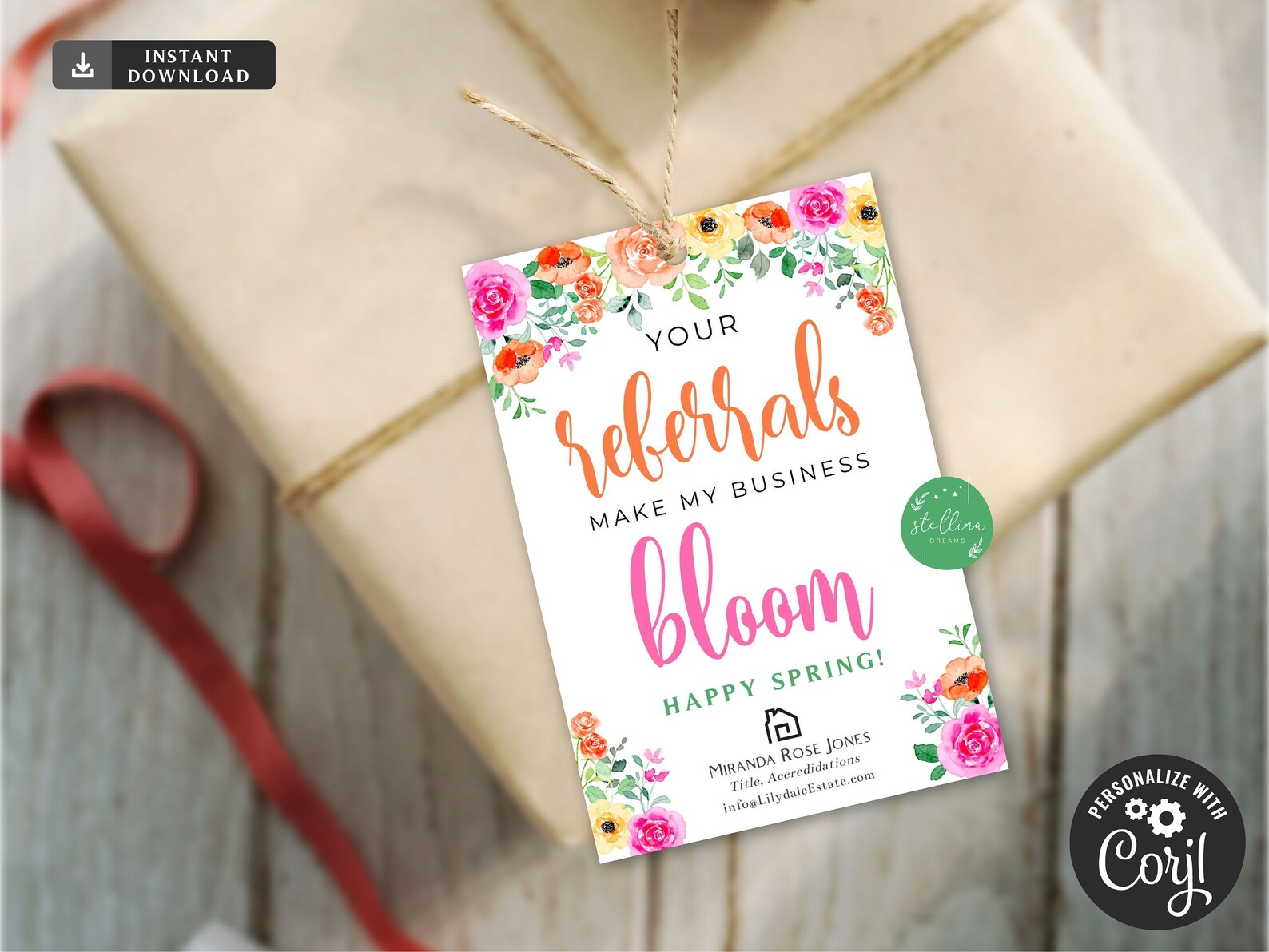 Your Referrals Help My Business to Bloom, Spring Realtor Gift Tags ...