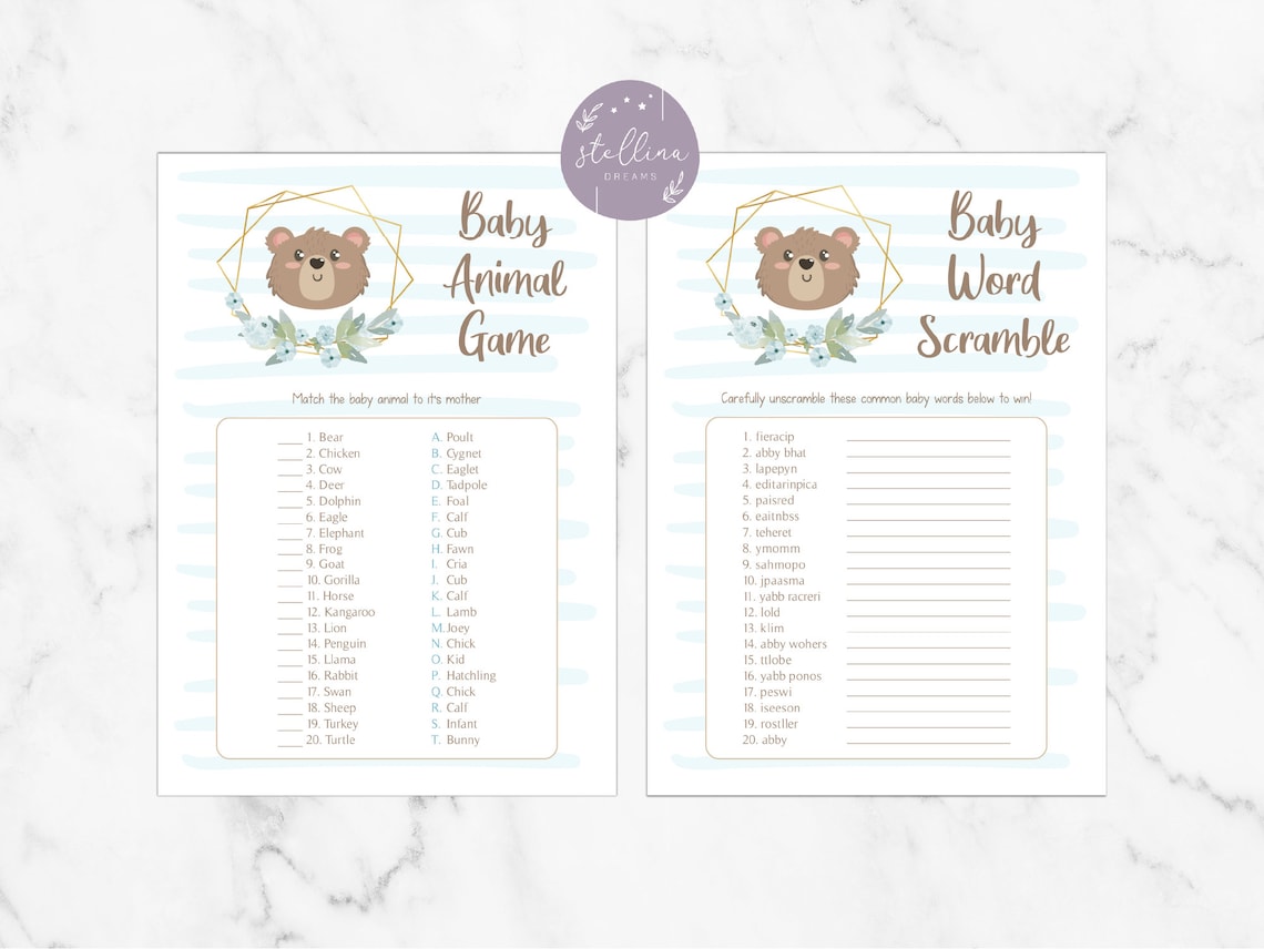 Teddy Bear Baby Shower Games Teddy Bear Baby Shower - Etsy