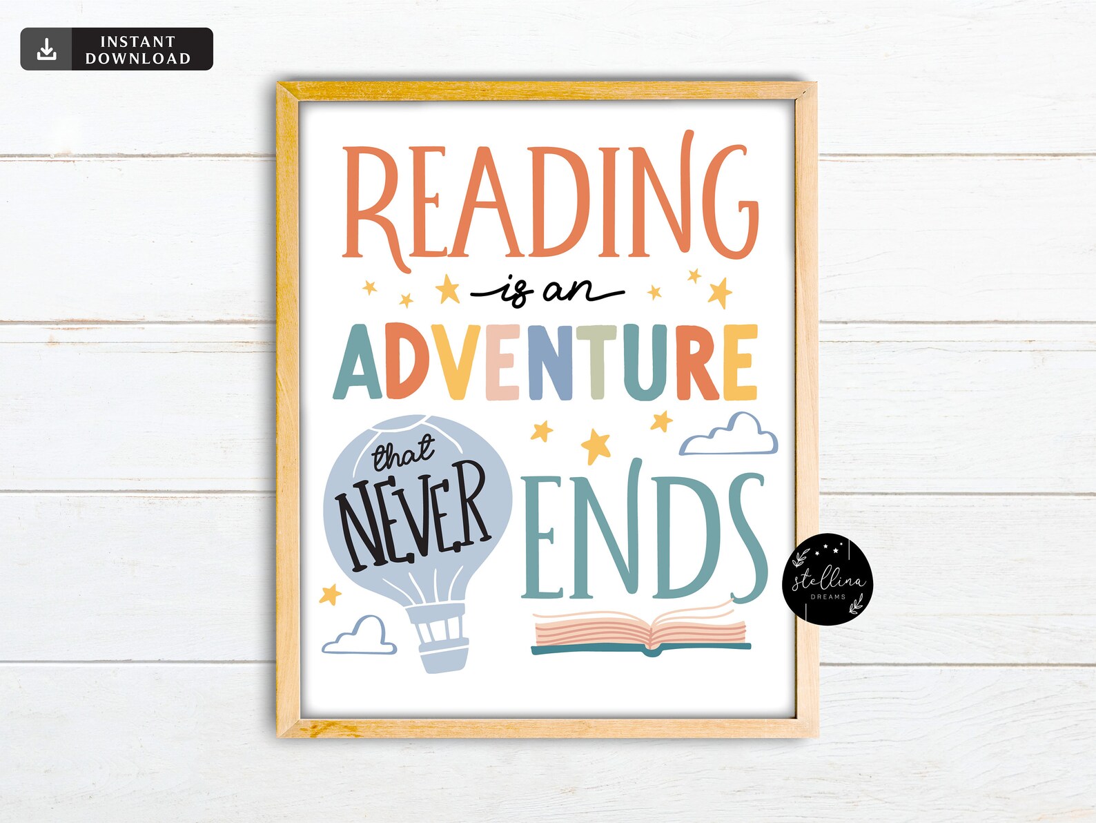 Reading is an Adventure, School Library Decor, Reading Printable Poster ...