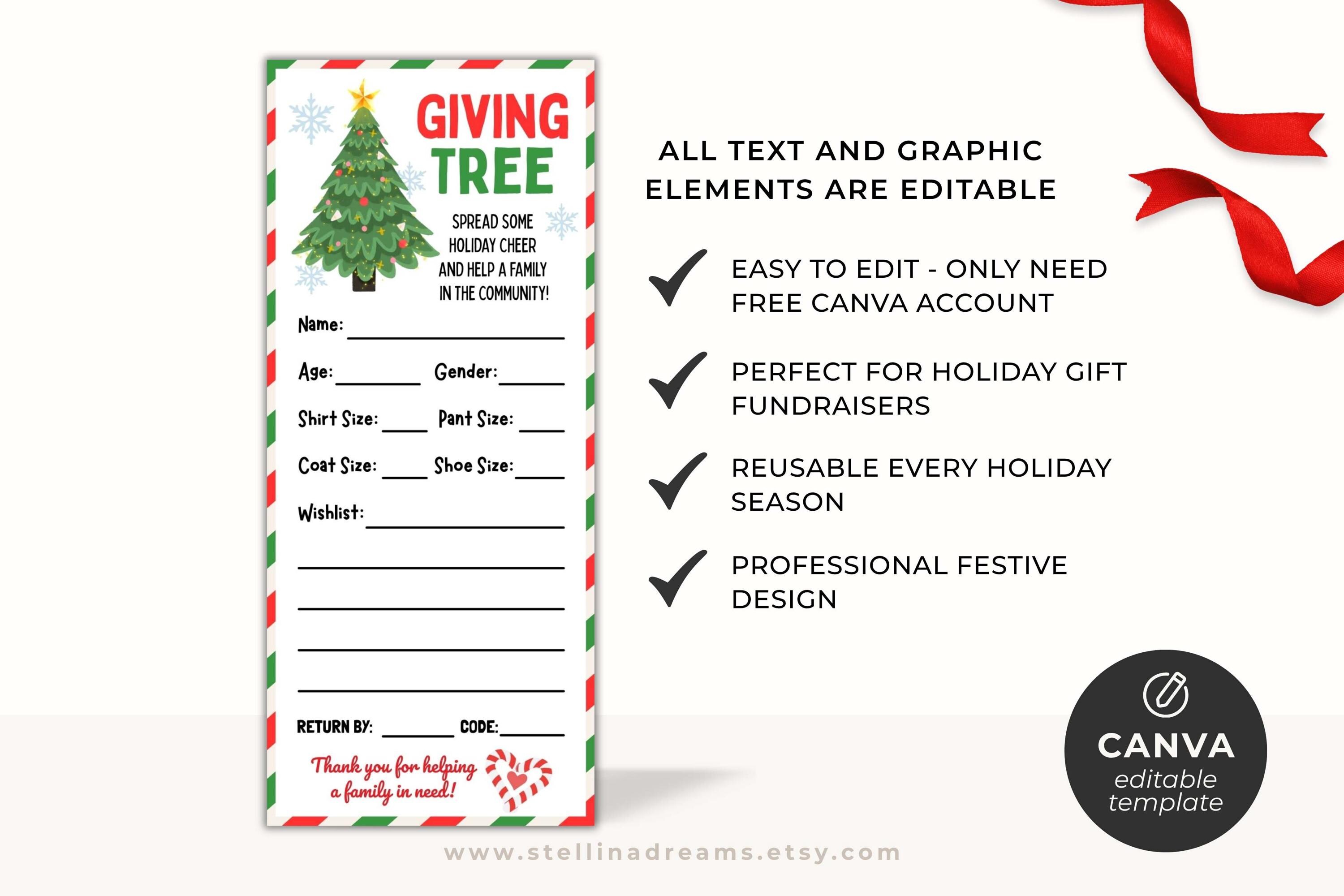 Giving Tree Tags Editable | Angel Tree Tags | Christmas Toy Drive ...
