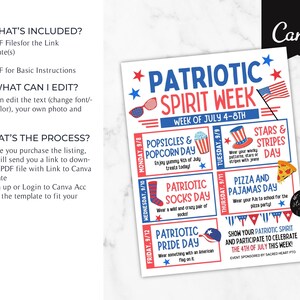Patriotic School Spirit Week Itinerary: 4th of July Planner (canva ...