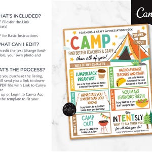 Editable Bundle Camp Theme Teacher Appreciation Itinerary Adventure ...
