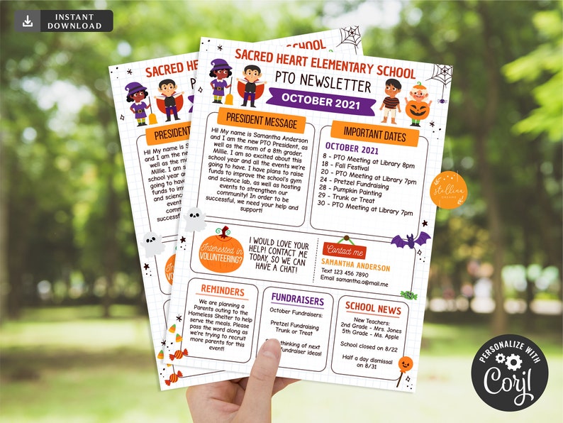 October PTO PTA Newsletter Flyer Halloween Printable Handout - Etsy