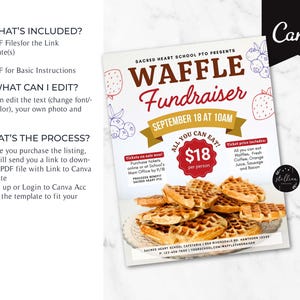 Editable Waffle Fundraiser Flyer: Church Community Event (CANVA ...
