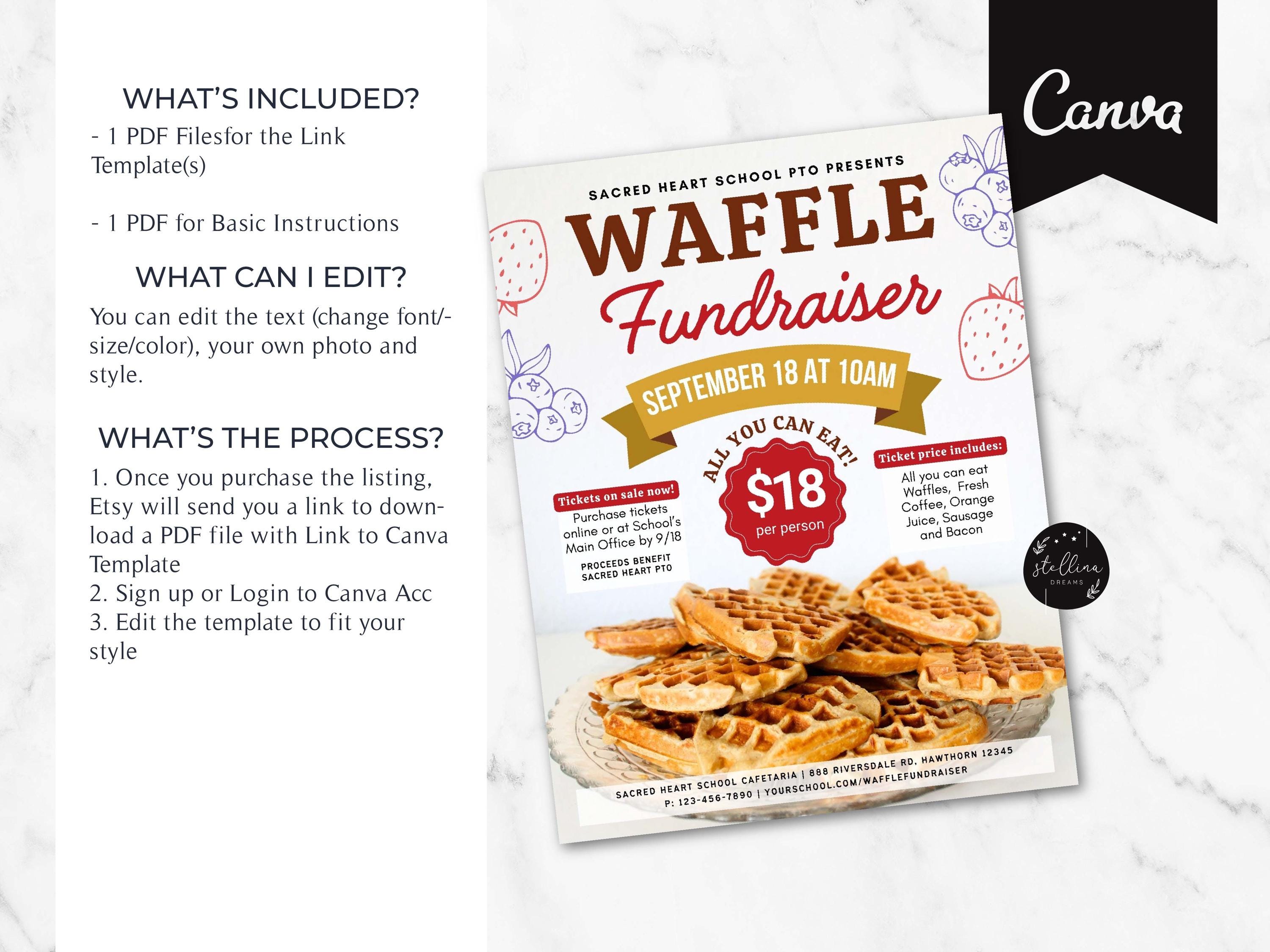 Editable Waffle Fundraiser Flyer: Church Community Event (CANVA ...