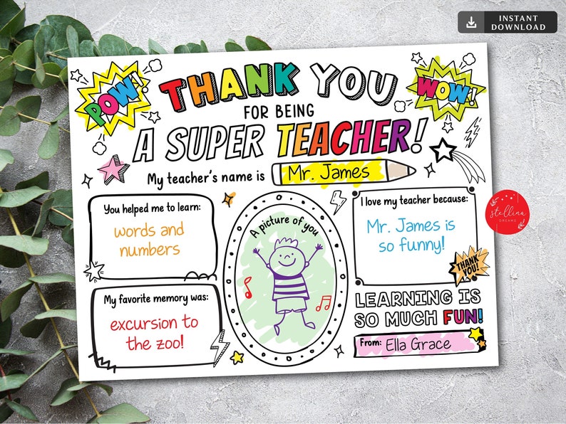 Superhero Teacher Appreciation Printable: Student Coloring Page ...