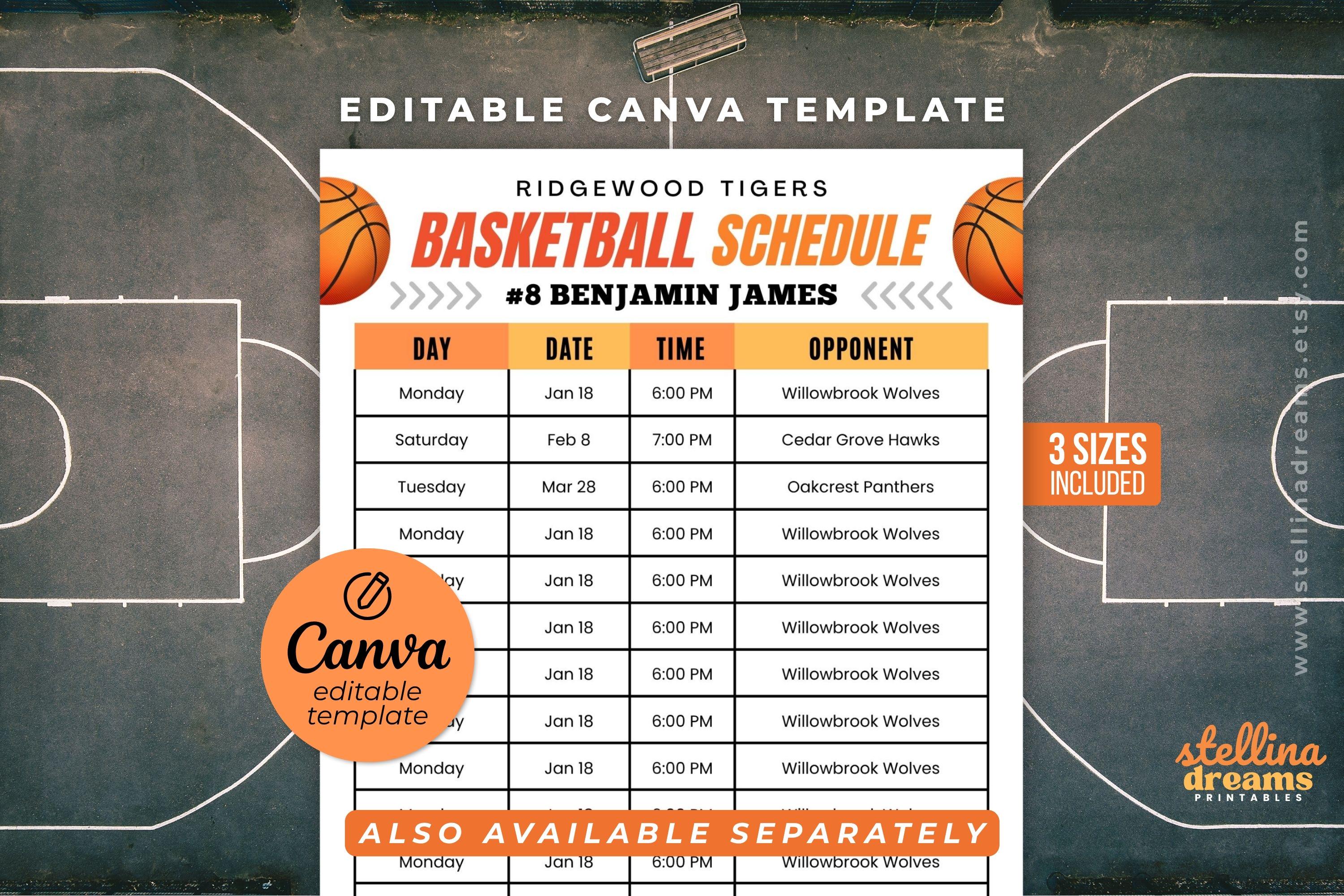 Editable Basketball Fundraiser Flyer: School Event Canva Template ...