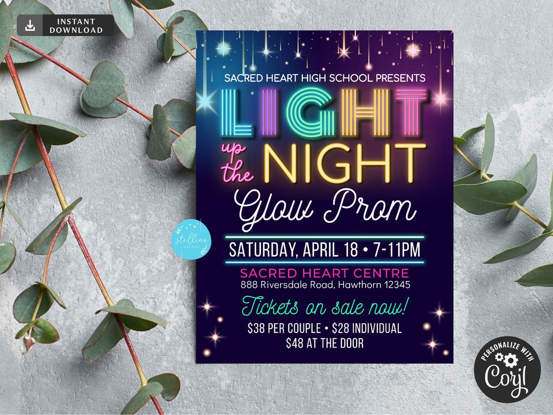 EDITABLE Prom Invitation Flyer School Dance Digital Invite | Etsy