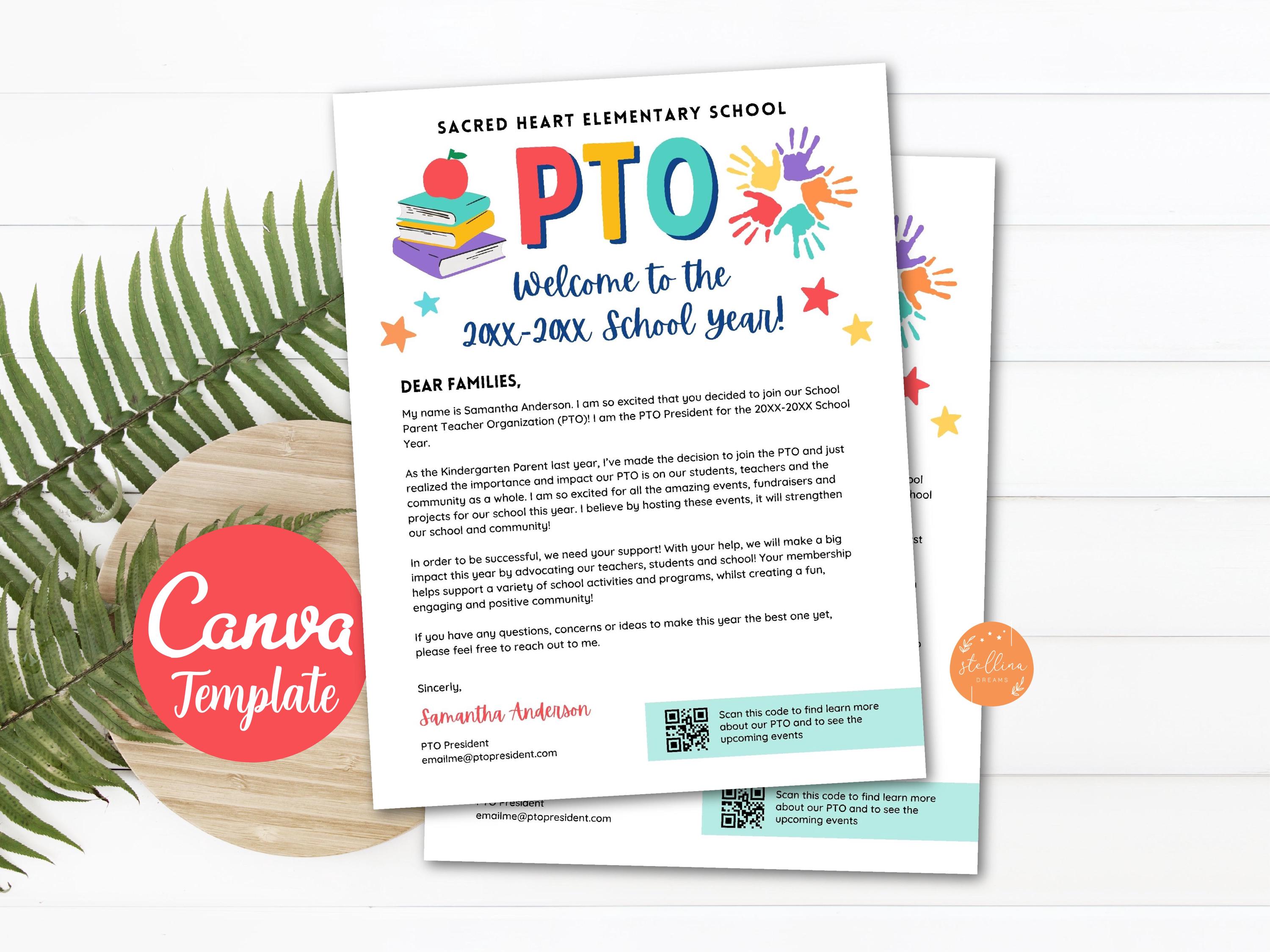 Editable PTO Welcome Letter: Back to School Flyer (CANVA Template) - Etsy