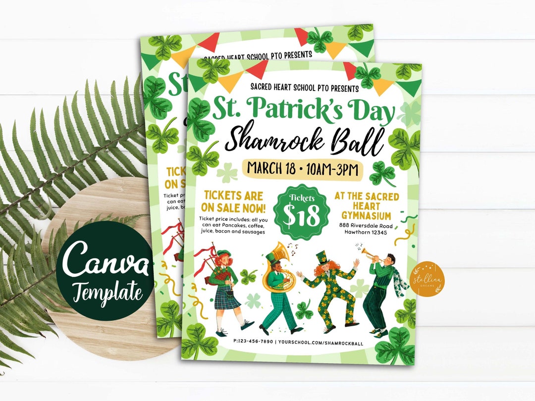 Editable St. Patricks Day Dance School Dance Flyer Party Invite, Church ...