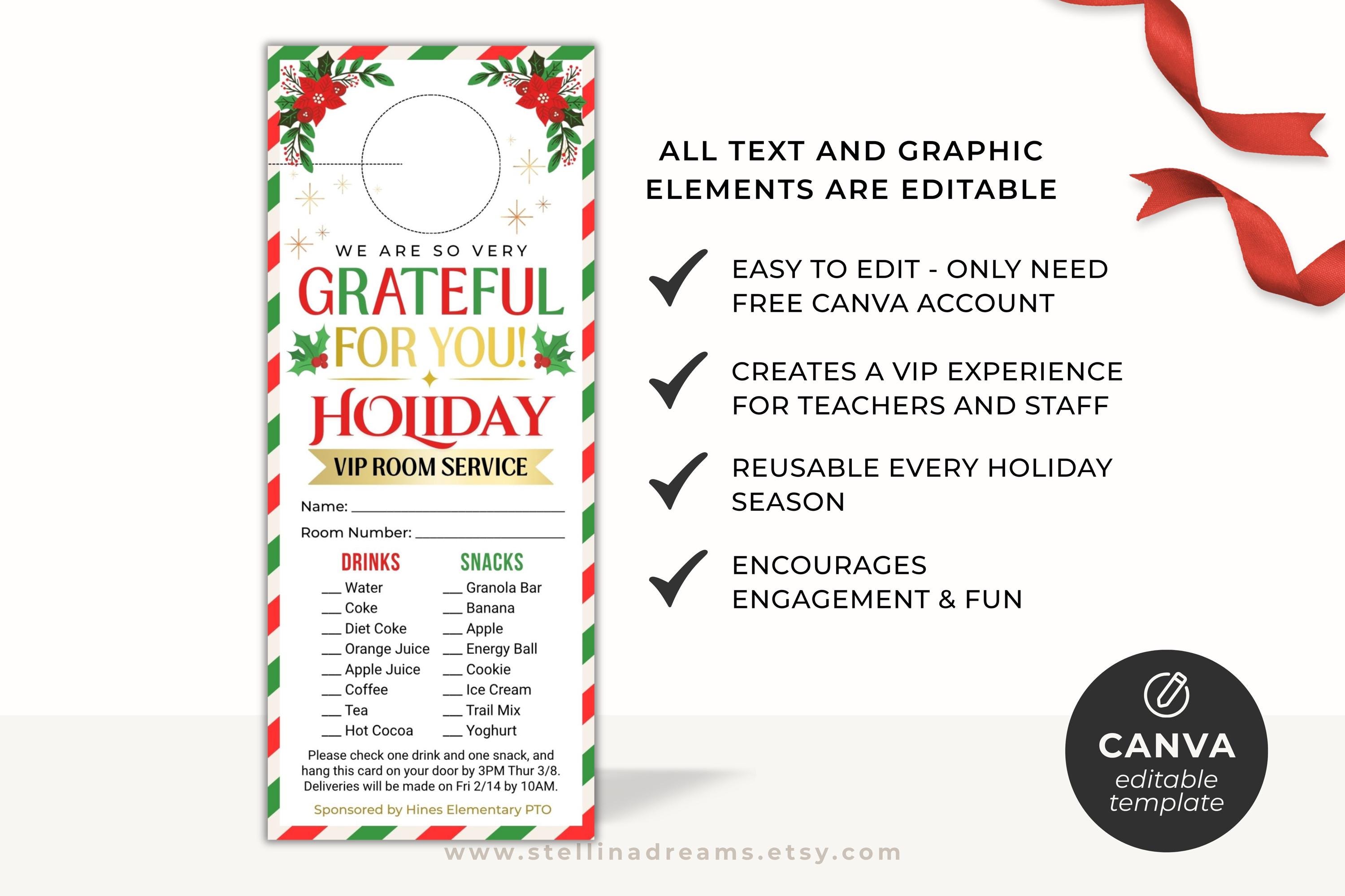 VIP Room Service Christmas Door Hanger | Teacher Staff Appreciation ...
