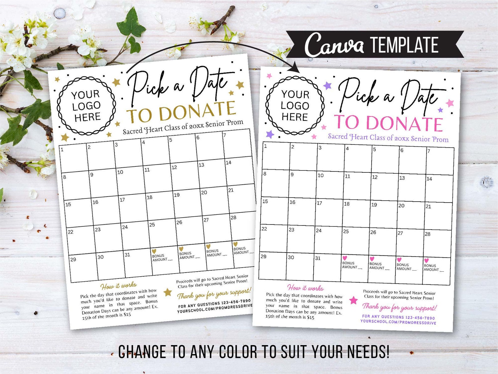 Prom Pick a Date to Donate Printable, Senior Class Fundraiser, High ...