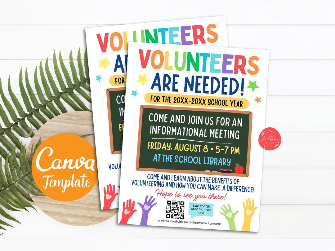 Editable Volunteer Recruitment Flyer, Printable Handout, School ...