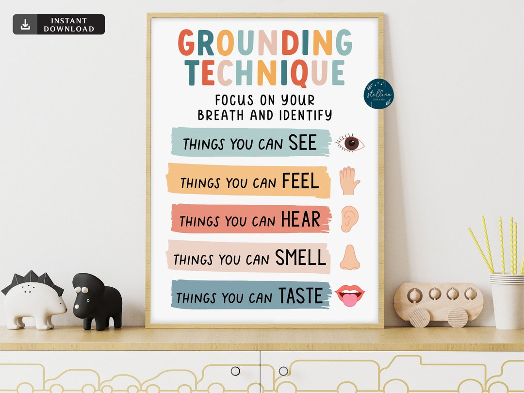 Grounding Technique Poster, Office Decor Therapy Office School ...