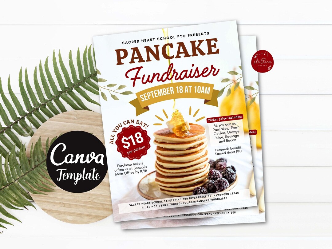 Editable Pancake Breakfast Fundraiser Flyer, School Pto Pta, Church ...