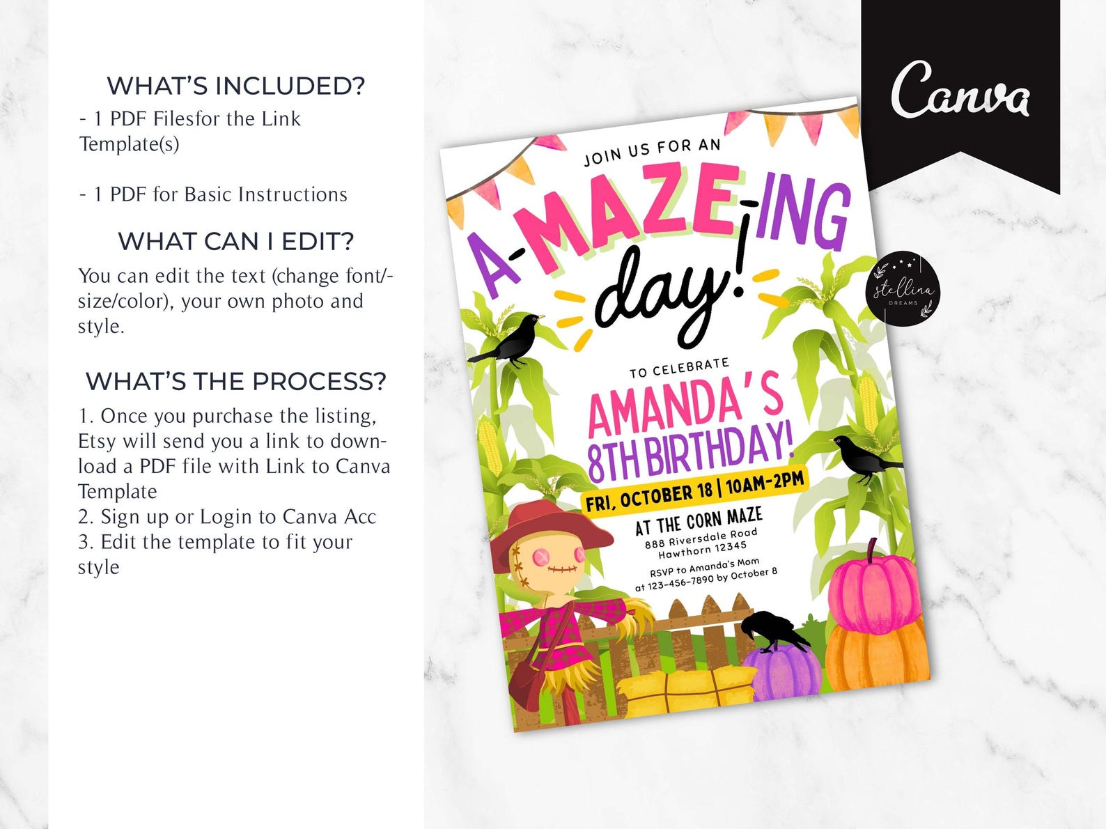 Girl Corn Maze Birthday Invitation, Pumpkin Farm Pumpkin Patch, Fall ...