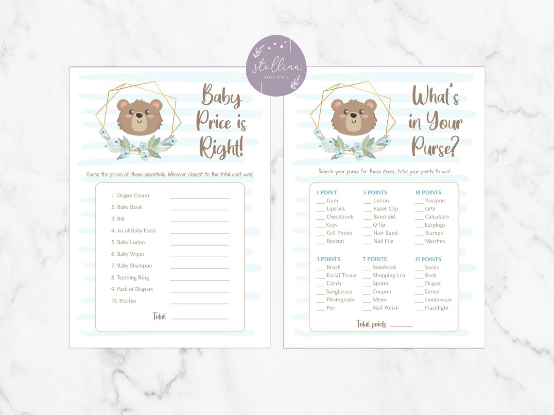 Teddy Bear Baby Shower Games Teddy Bear Baby Shower - Etsy