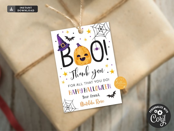 EDITABLE Halloween Gift Tags Halloween Appreciation Favor - Etsy