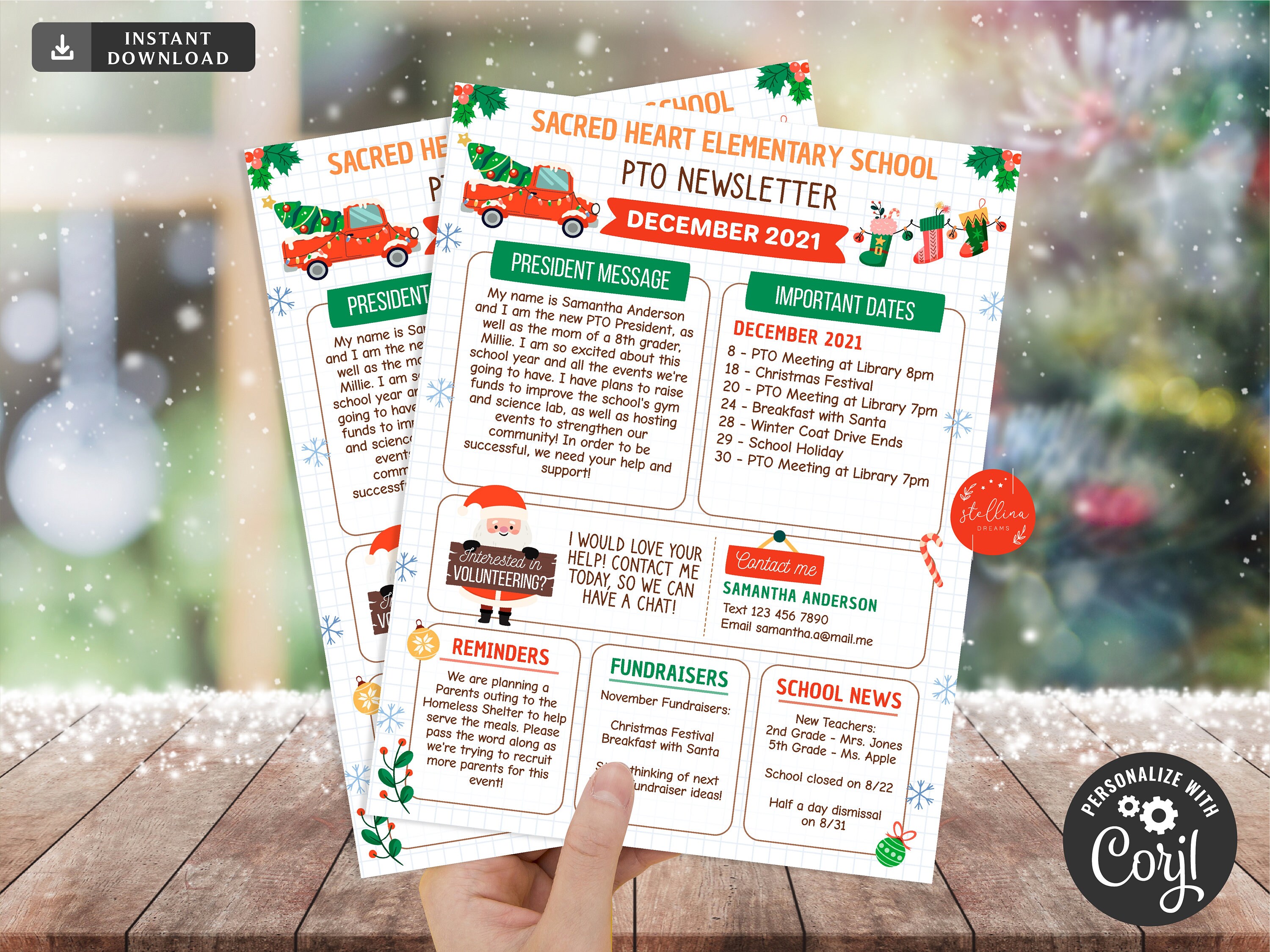 December PTO PTA Newsletter Flyer Holiday Printable Handout | Etsy