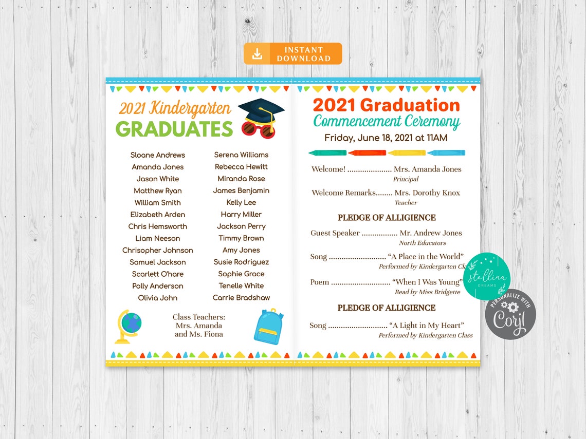 Graduation Ceremony Program Template Kindergarten, Future is so Bright ...