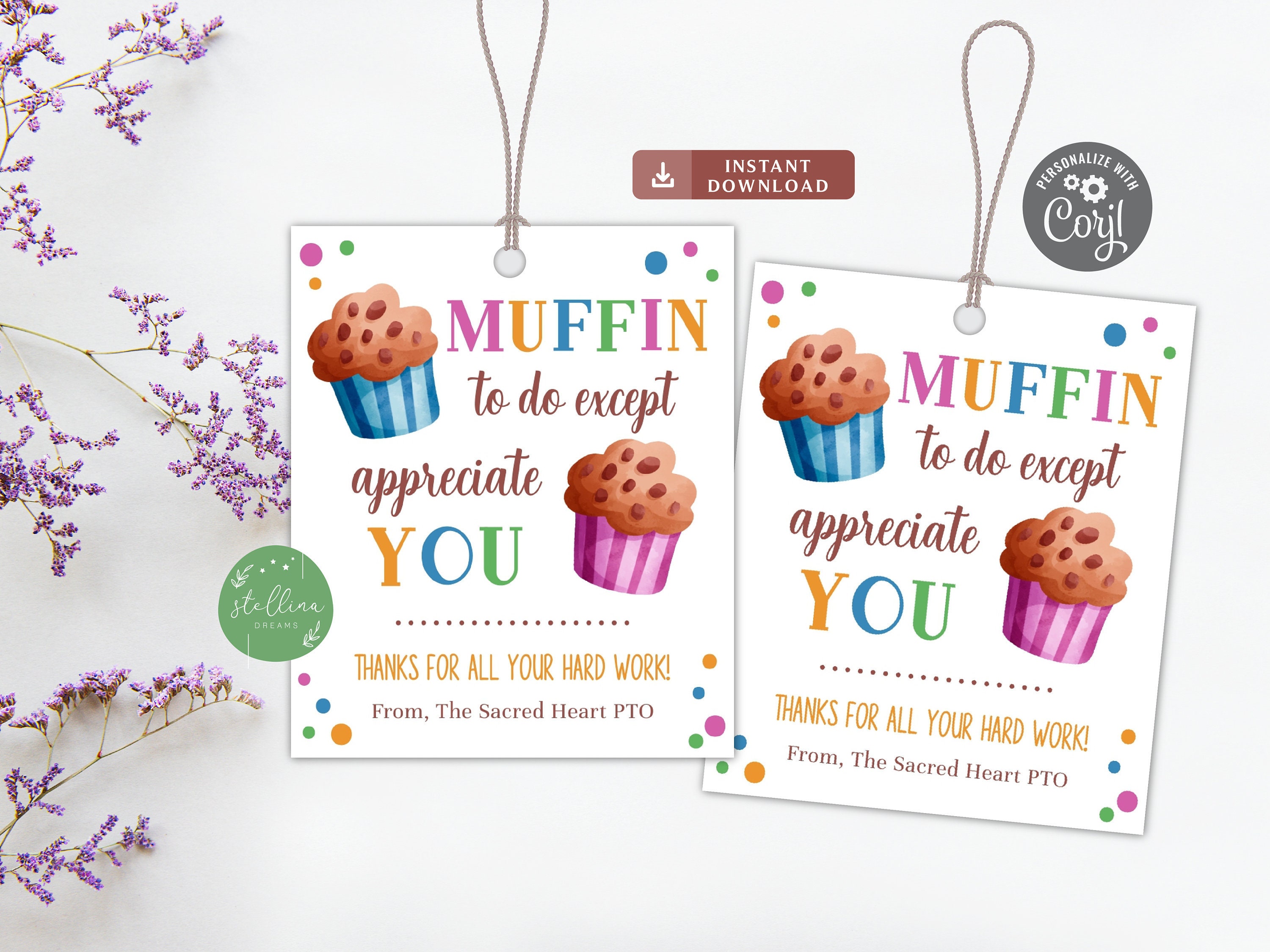 Muffin Appreciation Gift Tags Thank You Muffin Labels School - Etsy UK