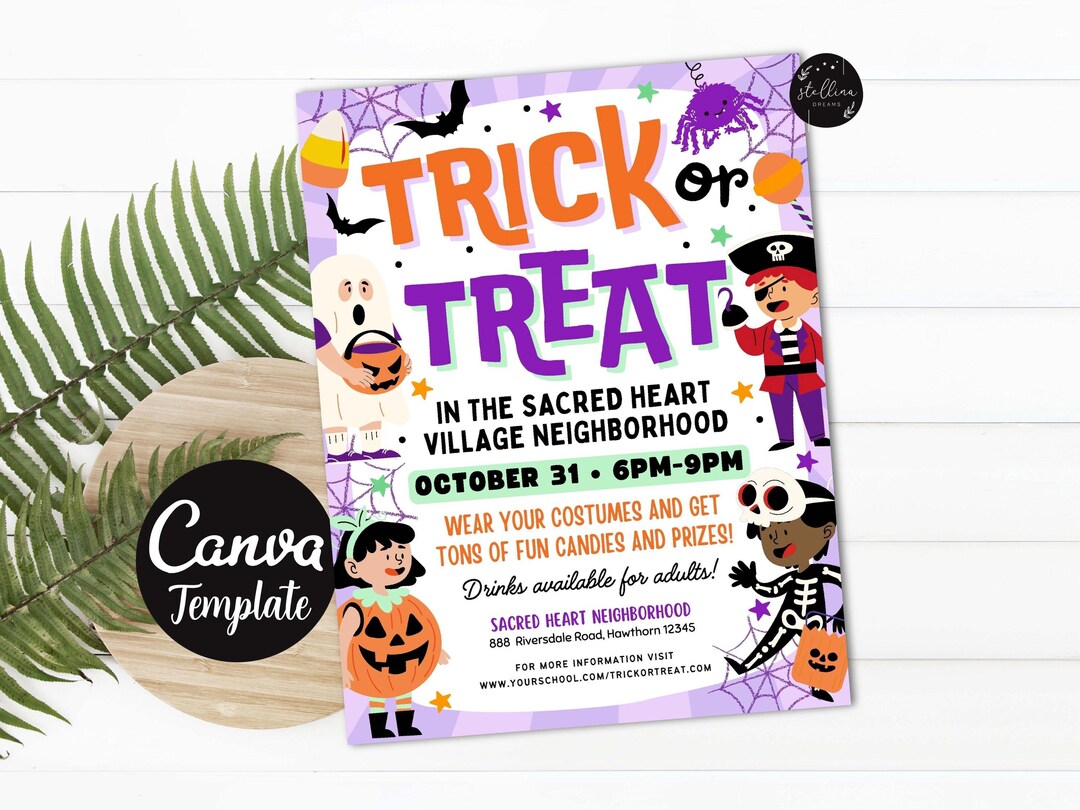 Editable Trick or Treating Flyer, Church Fall Festival Halloween ...