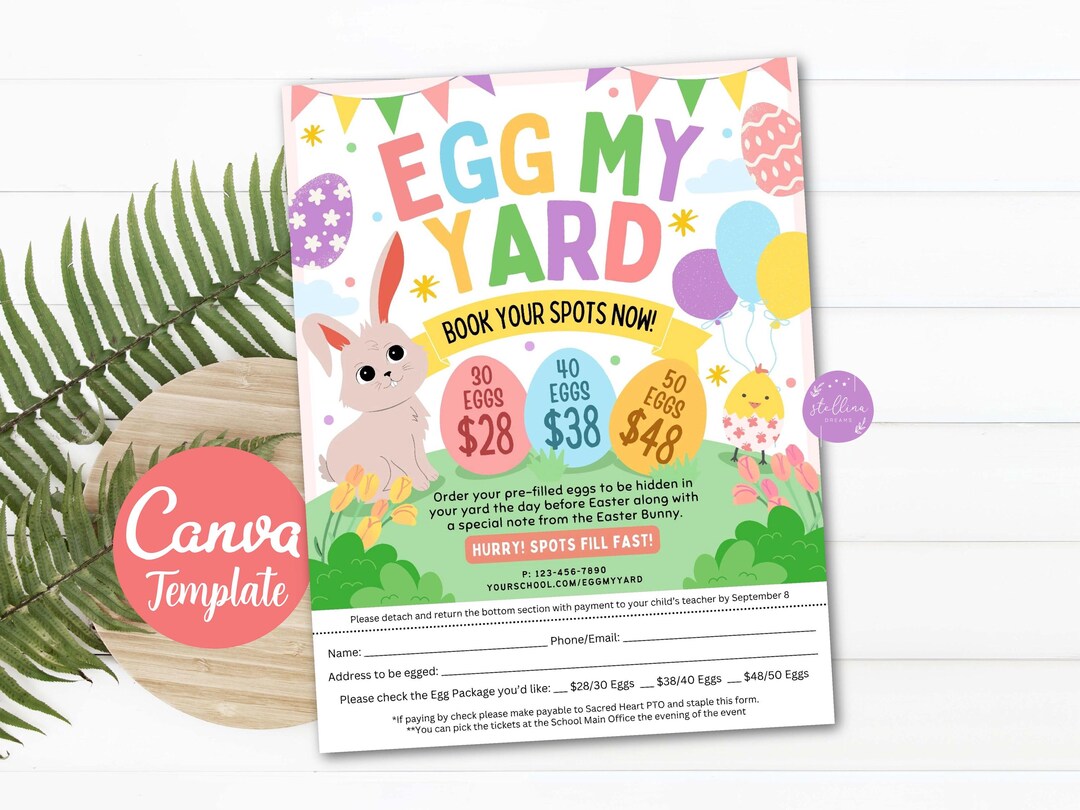 Easter Egg My Yard Fundraiser Flyer: Editable Canva Template (digital ...